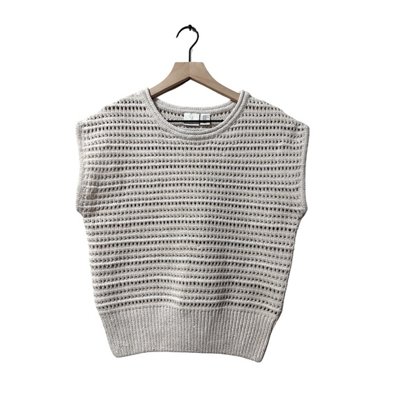 Joie | Sweaters | Joie Cream Silver Metallic Open Knit Cap Sleeve ...